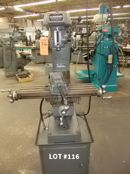 CLAUSING 8520 VERTICAL MILL, S/N 005345 WITH VISE & ASSORTED TOOLING