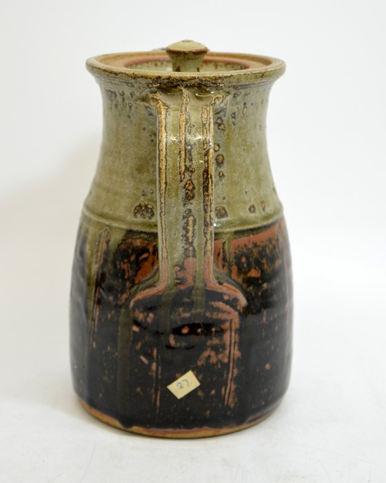 Richard Batterham, a studio pottery coffee jug, with lid, glazed ...