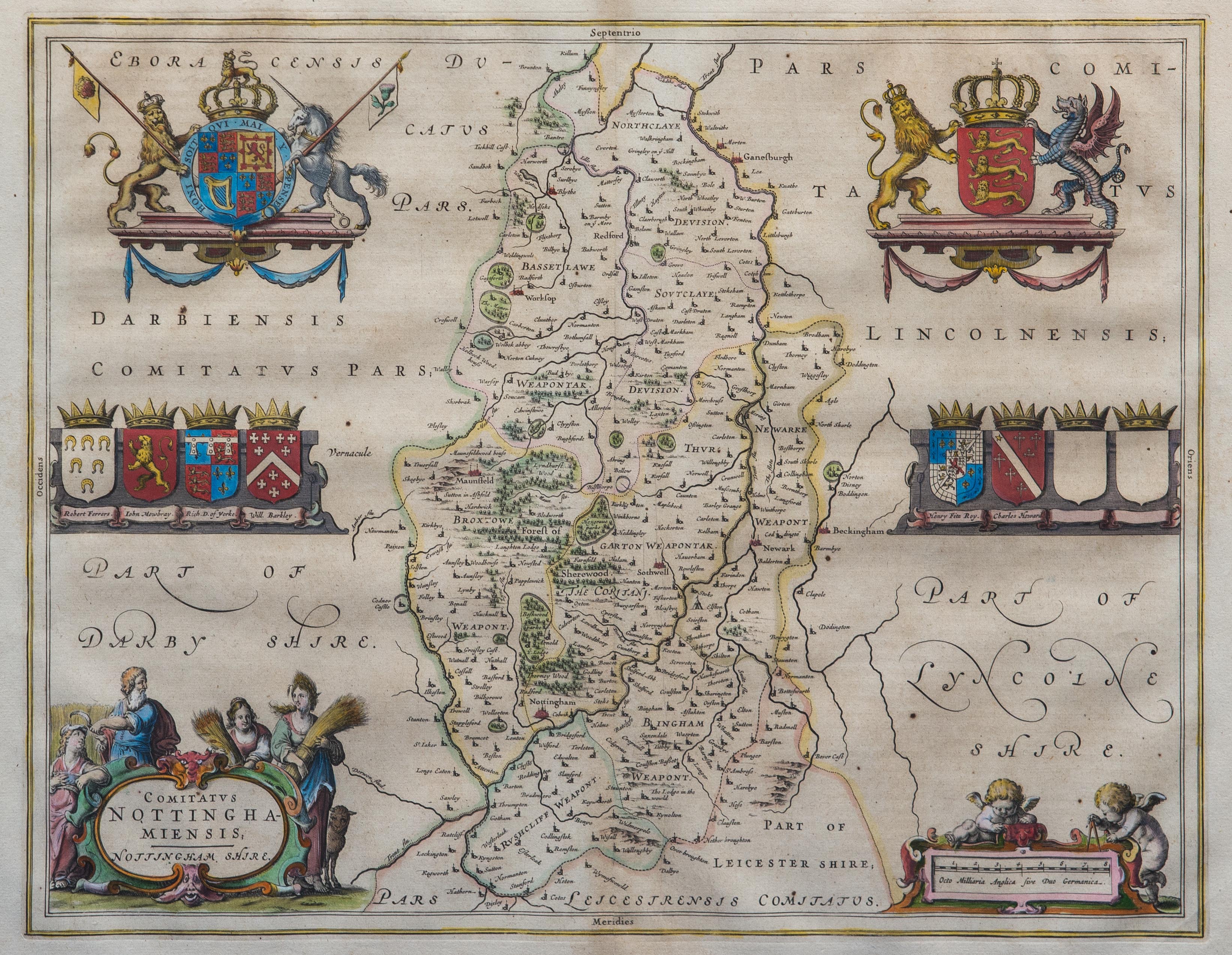 A pair of 17th-century maps of Nottingham/Nottinghamshire: John Speed ...