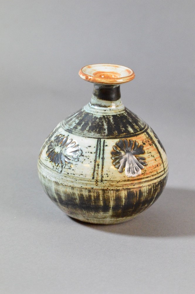 Briglin Pottery; three earthenware vases, painted and incised ...