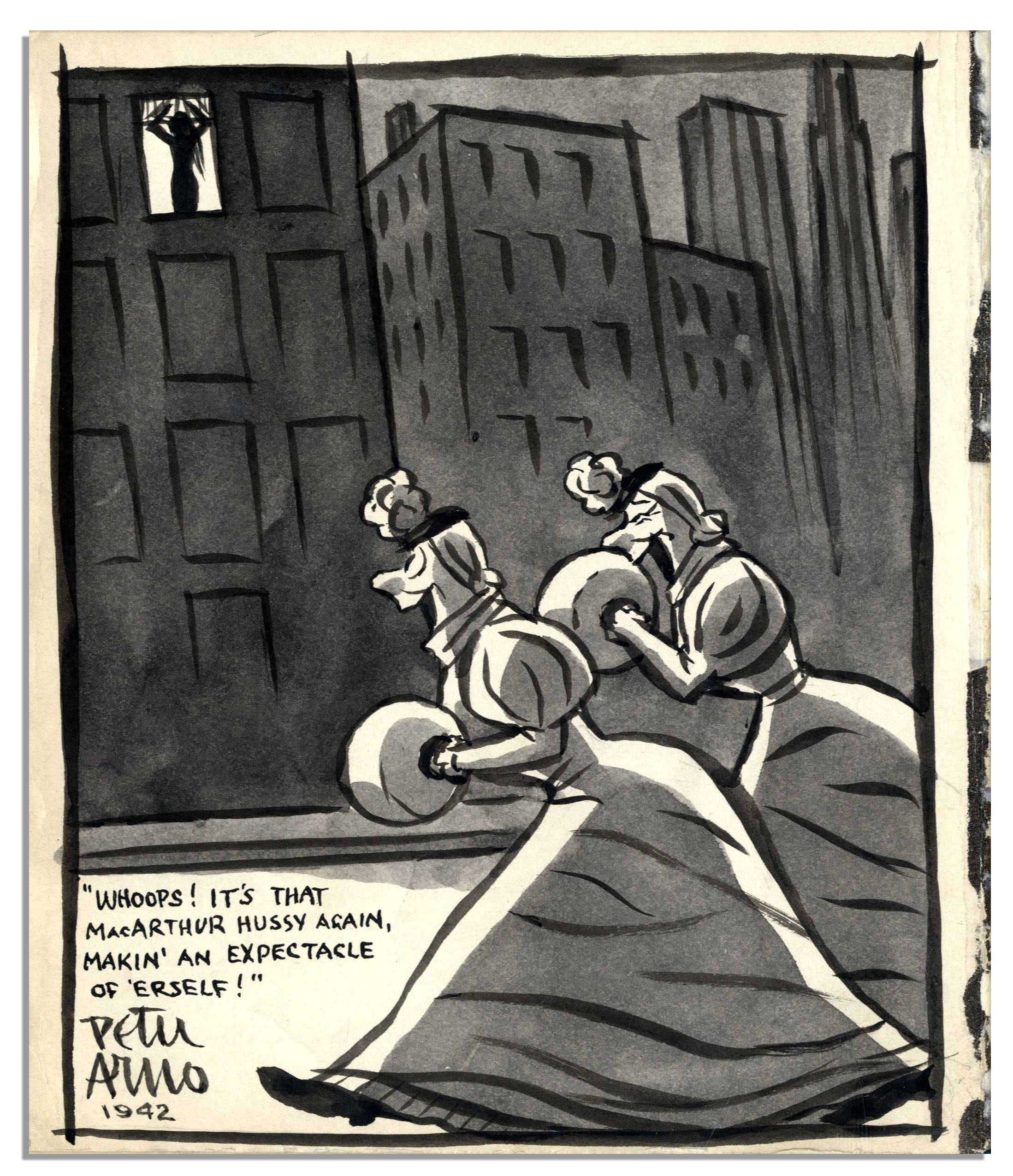 Peter Arno hand-drawn, hand-captioned and signed cartoon. Arno was the ...