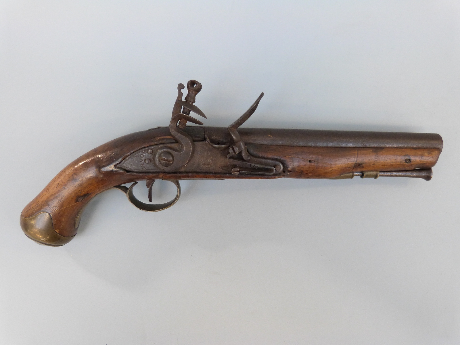 Flintlock hammer action Dragoon pistol with lock plate stamped Tower ...