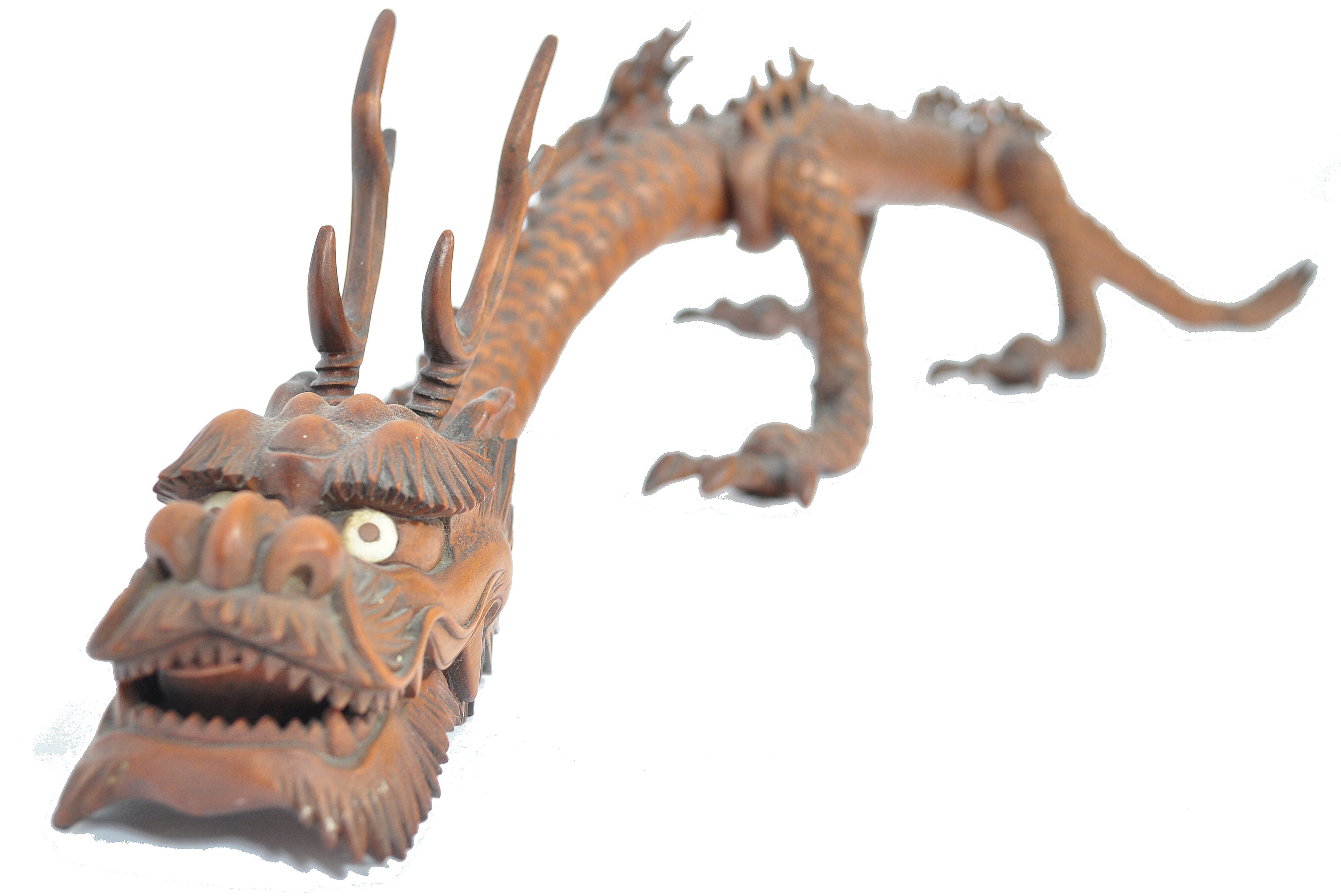 A Japanese carved and articulated wooden dragon Meiji period (1868-1912 ...