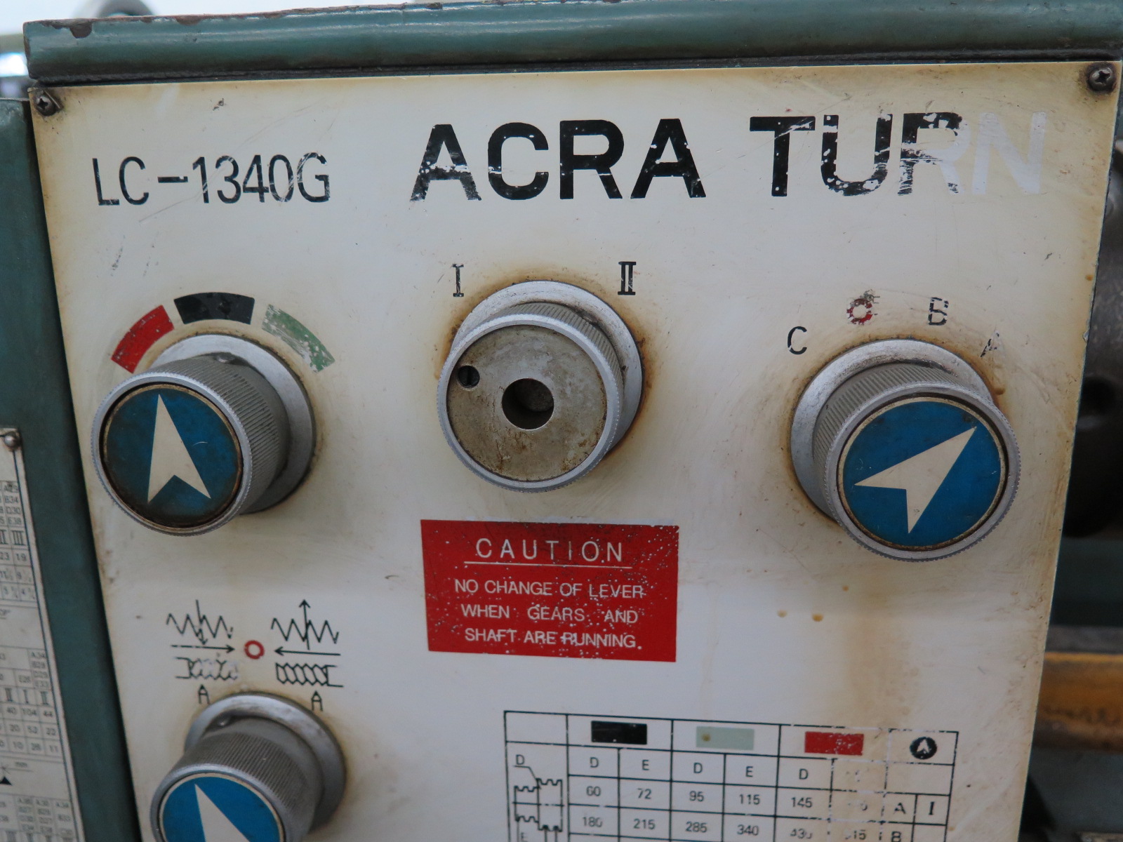 Acra Turn mdl. LC-1340G 13â€ x 40â€ Geared Head Gap Bed Lathe w/ 60 ...