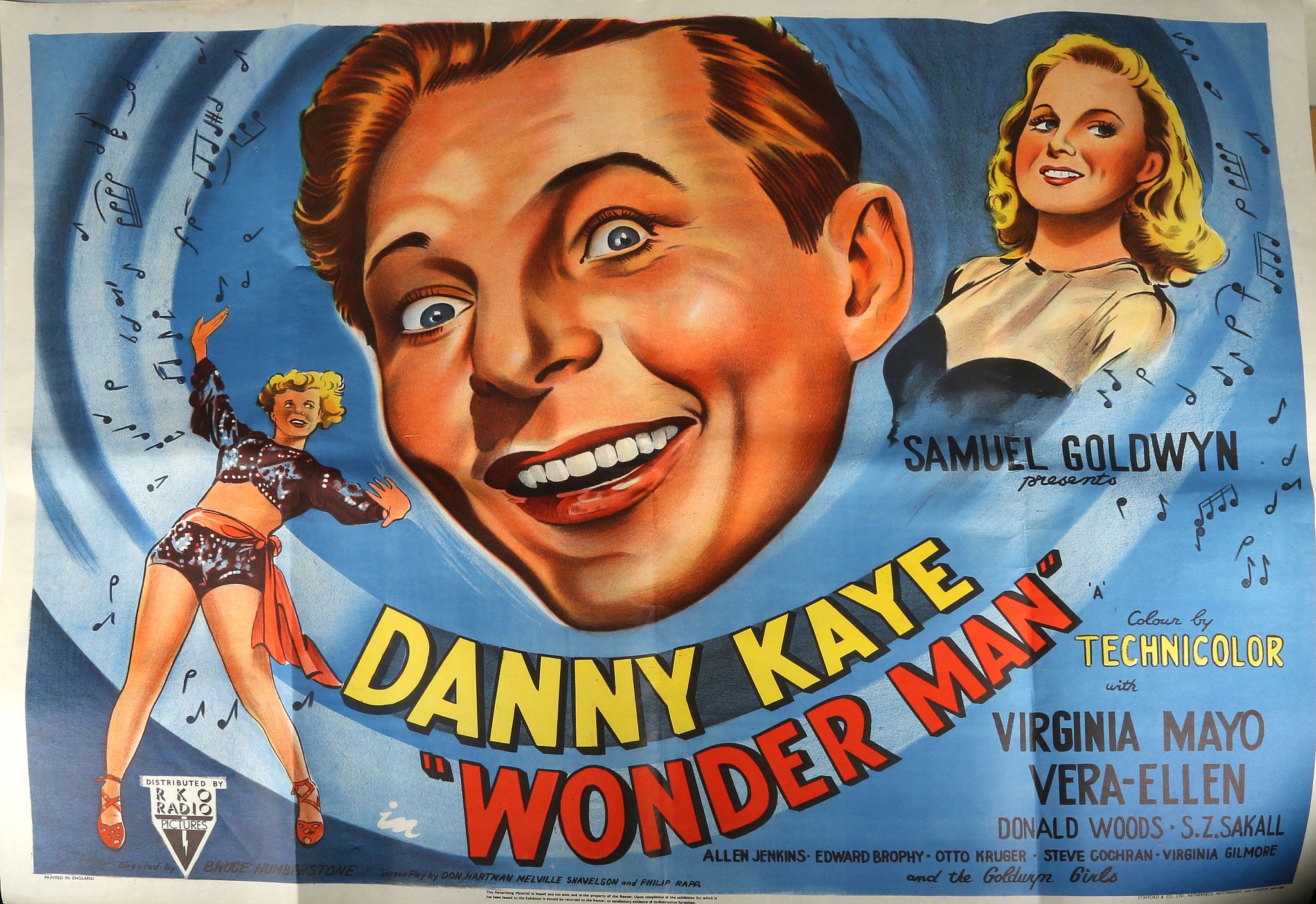 A Hucch film coloured poster - Danny Kaye Wonder Man.