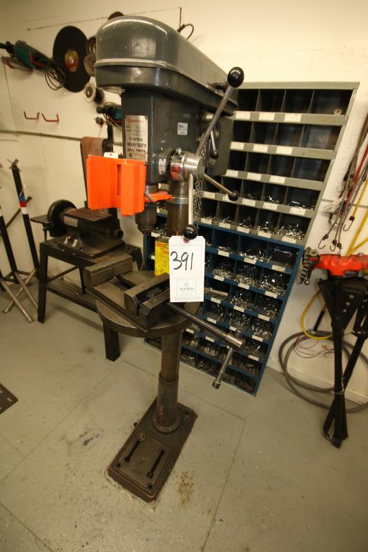 Cummins 12-Speed Pedestal Drill Press, Model C114-F with Machinist Vise