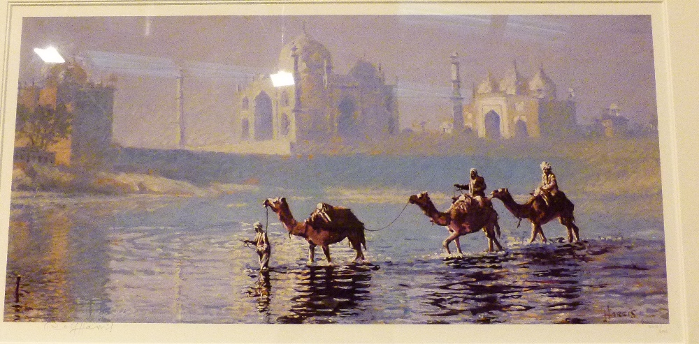 Rolf Harris 505/695 limited edition print of three camels at the Taj ...