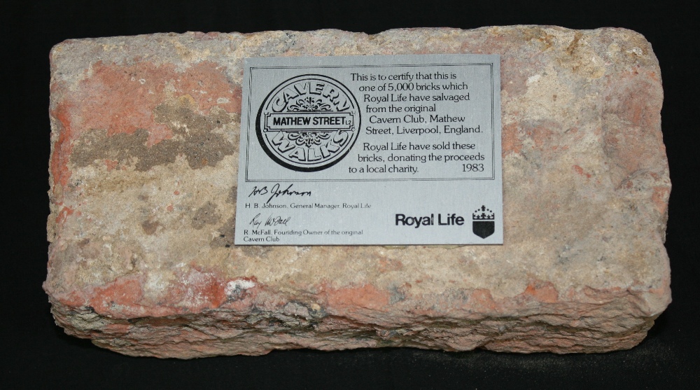 THE CAVERN - original "Cavern Club" brick with Royal Life plaque which ...