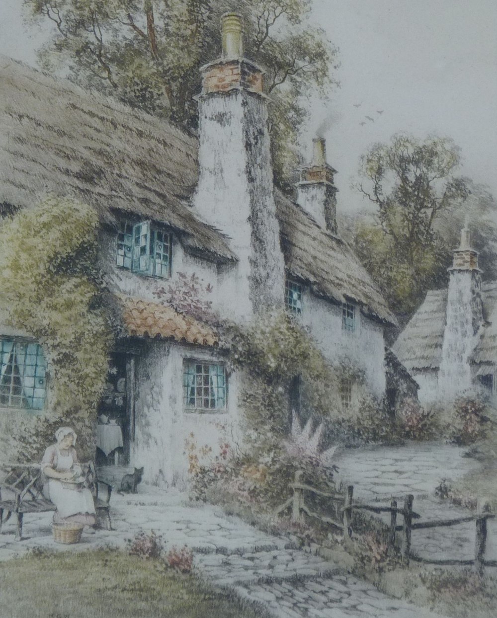 HENRY G. WALKER FOUR ARTIST SIGNED COLOUR ETCHINGS Figures outside ...