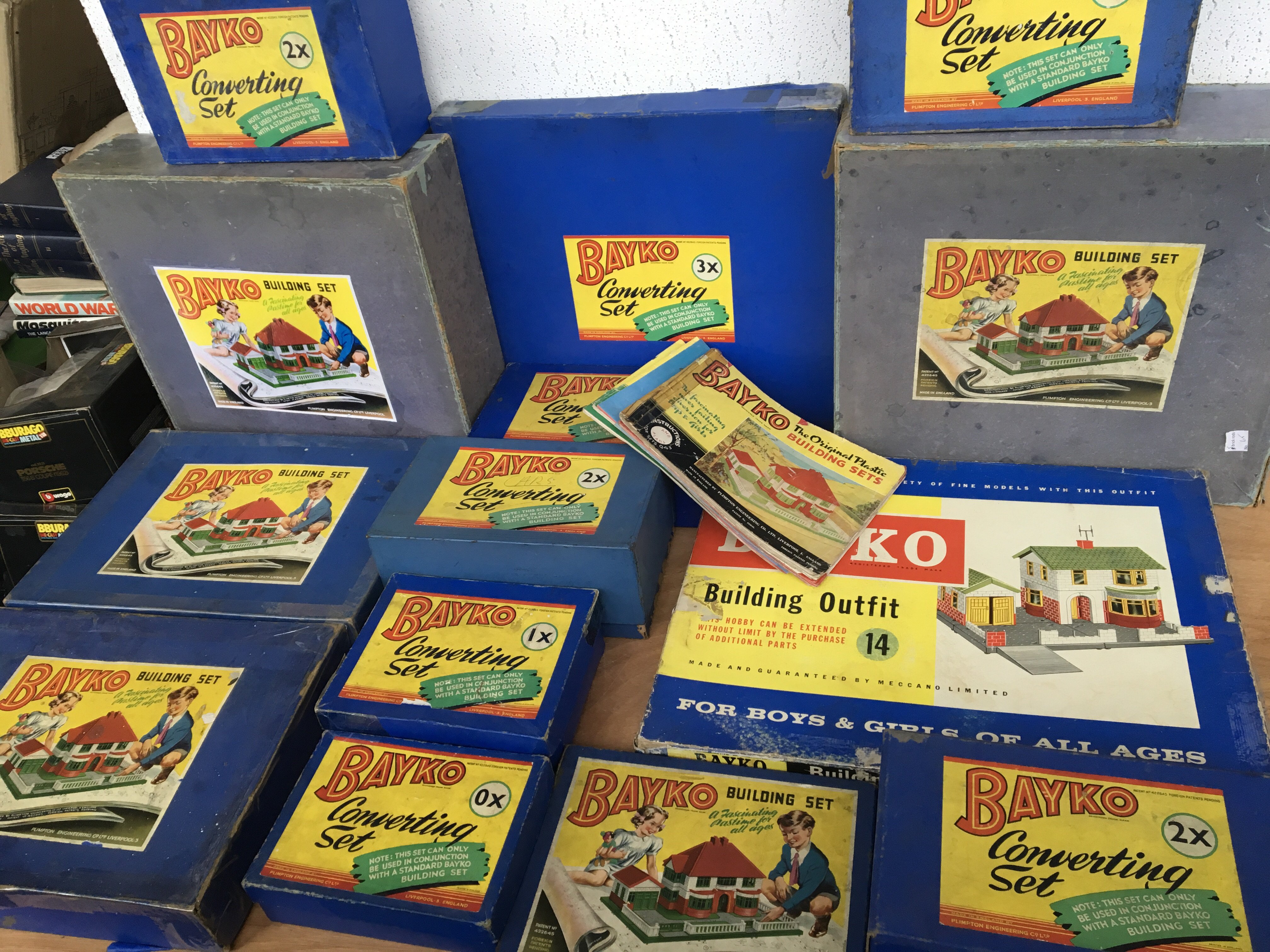A large collection of boxed Bayko building sets