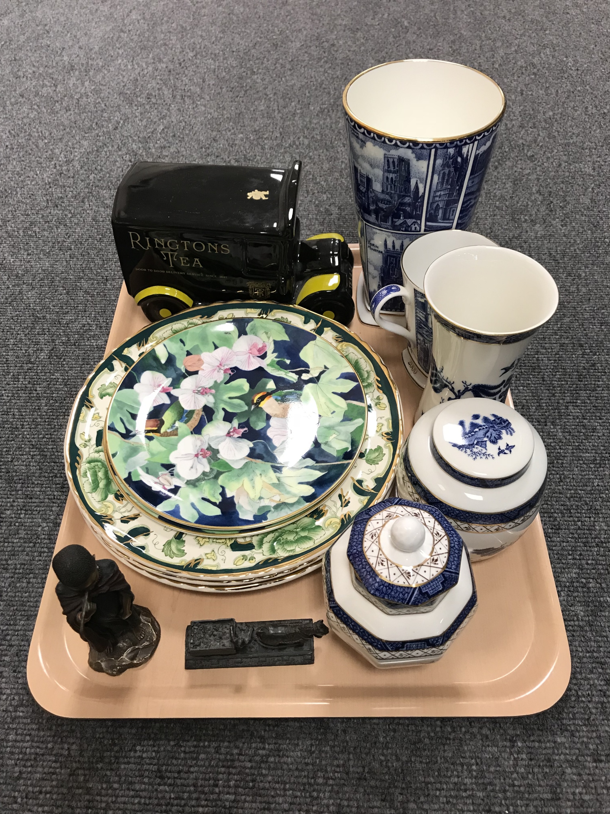A tray containing a Ringtons tea money box delivery van, Ringtons vase ...