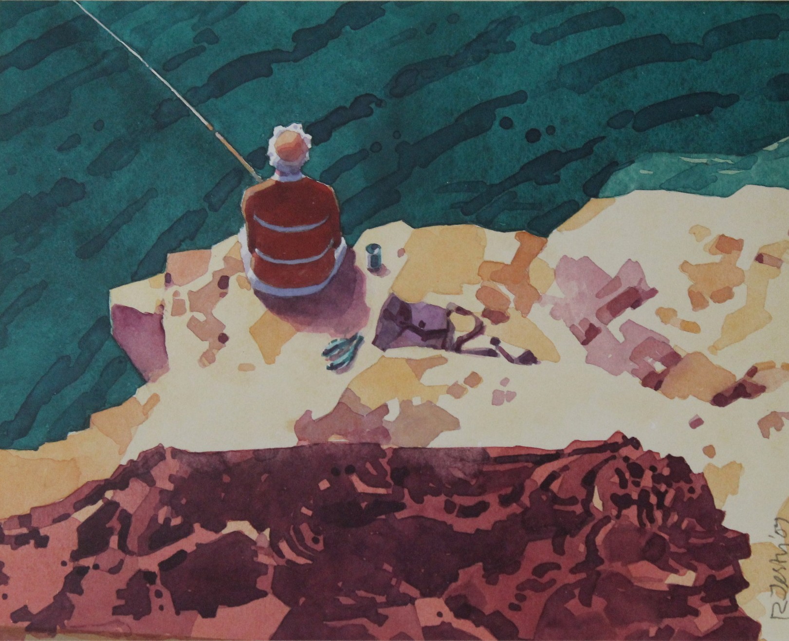 •RONALD JESTY (1926-2016) FISHING, PORTLAND BILL Signed and dated 07 ...