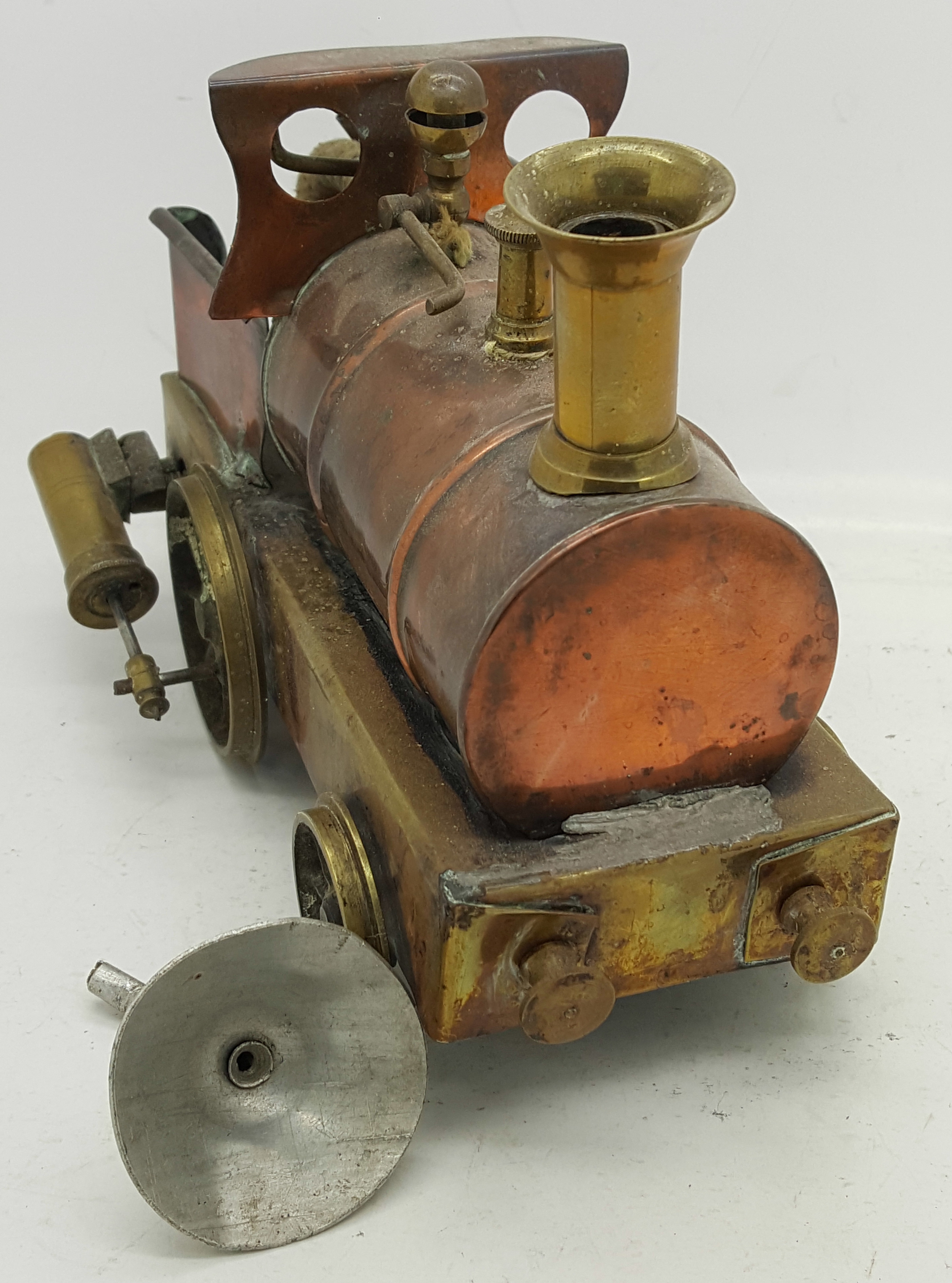 A model Birmingham Dribbler or Piddler copper steam engine
