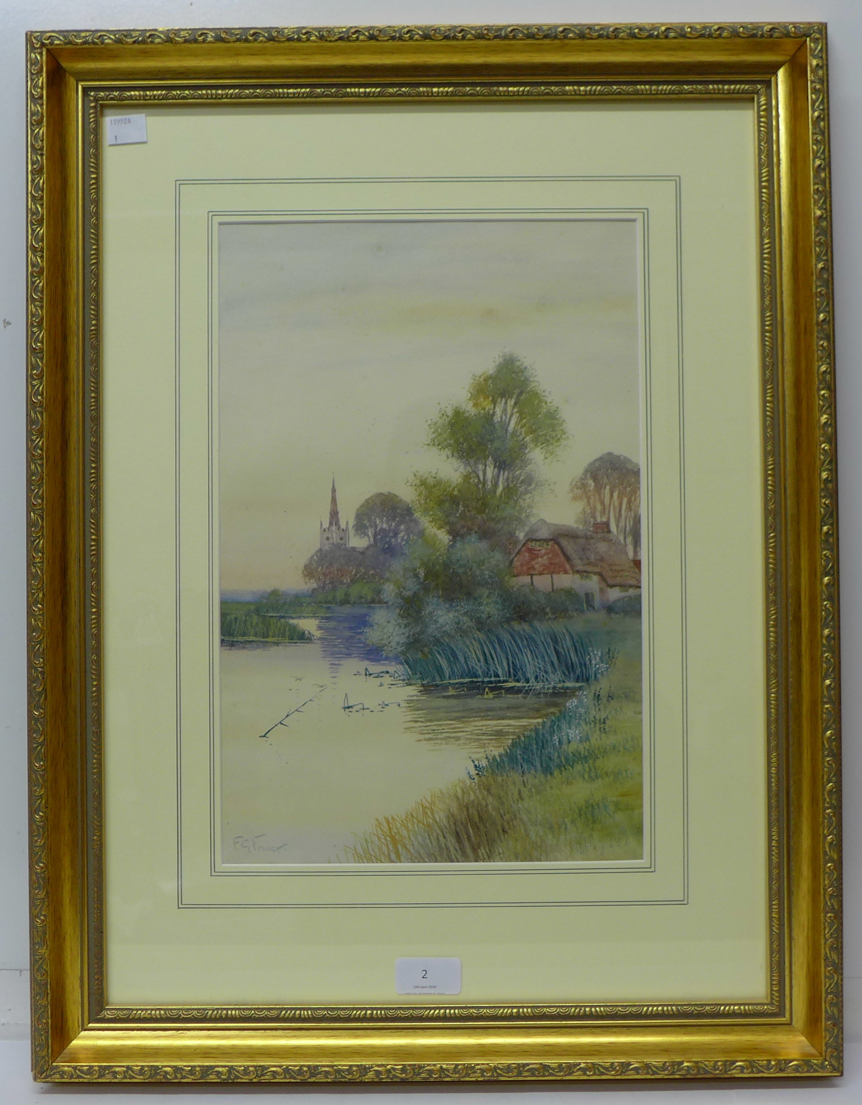 Francis Gordon Fraser (1879 - 1940), A Fenland River landscape ...