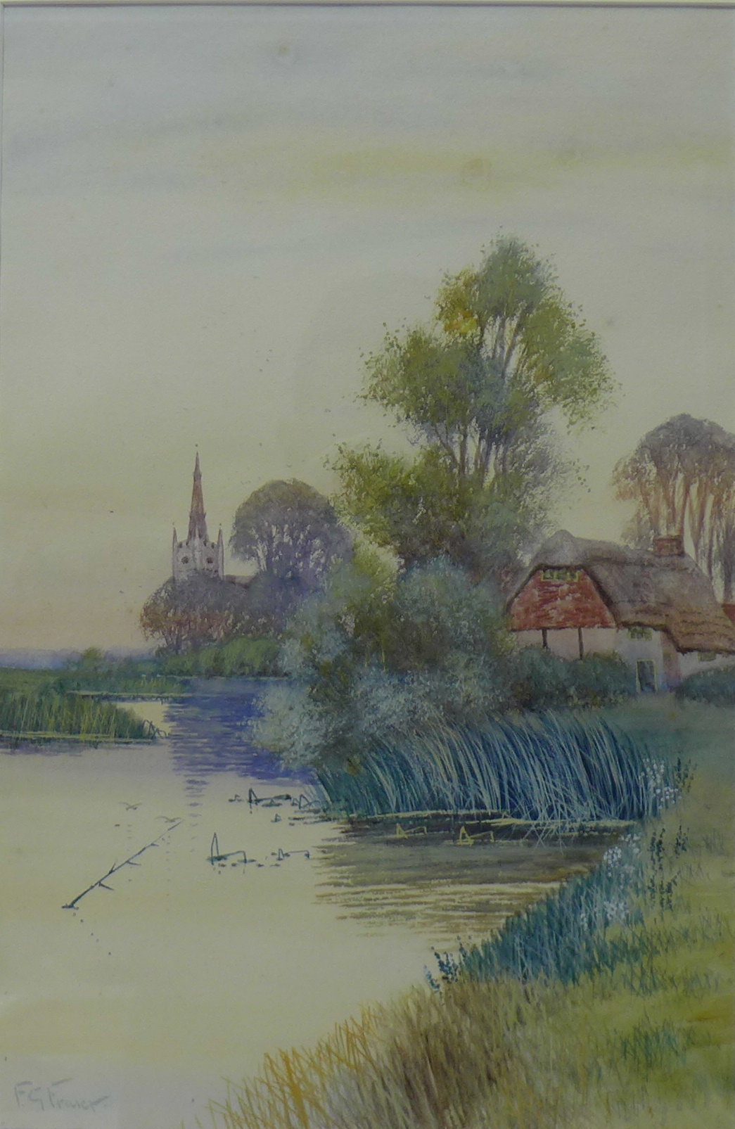 Francis Gordon Fraser (1879 - 1940), A Fenland River landscape ...