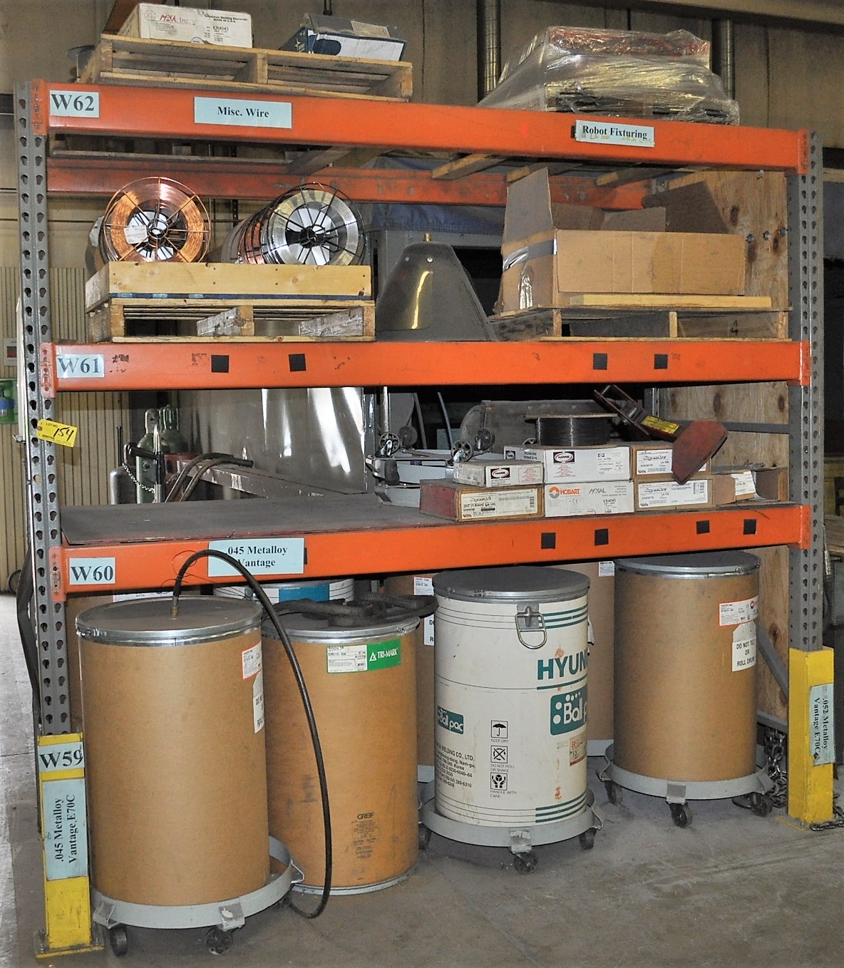 RACK WITH ASSORTED WELDING WIRE