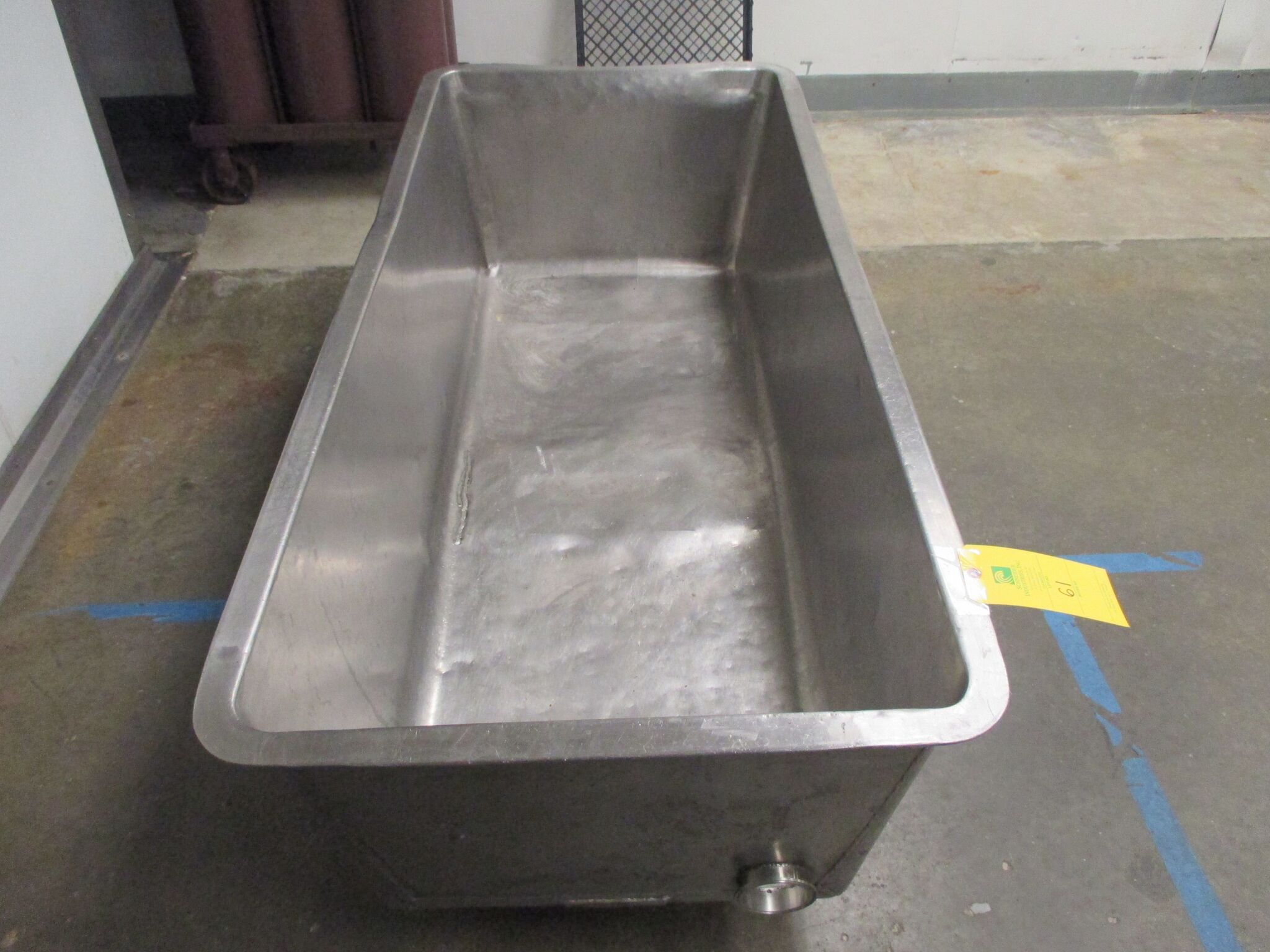 Stainless Steel Food Trough on Wheels 63 inch x 28 inch, RIGGING FEES $25