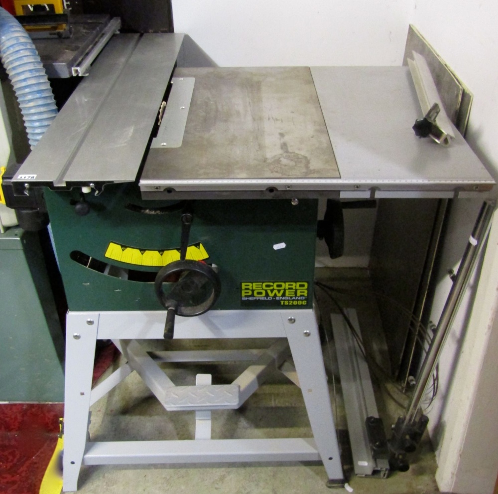 A Record Power TS200C workshop electric circular saw bench and stand ...