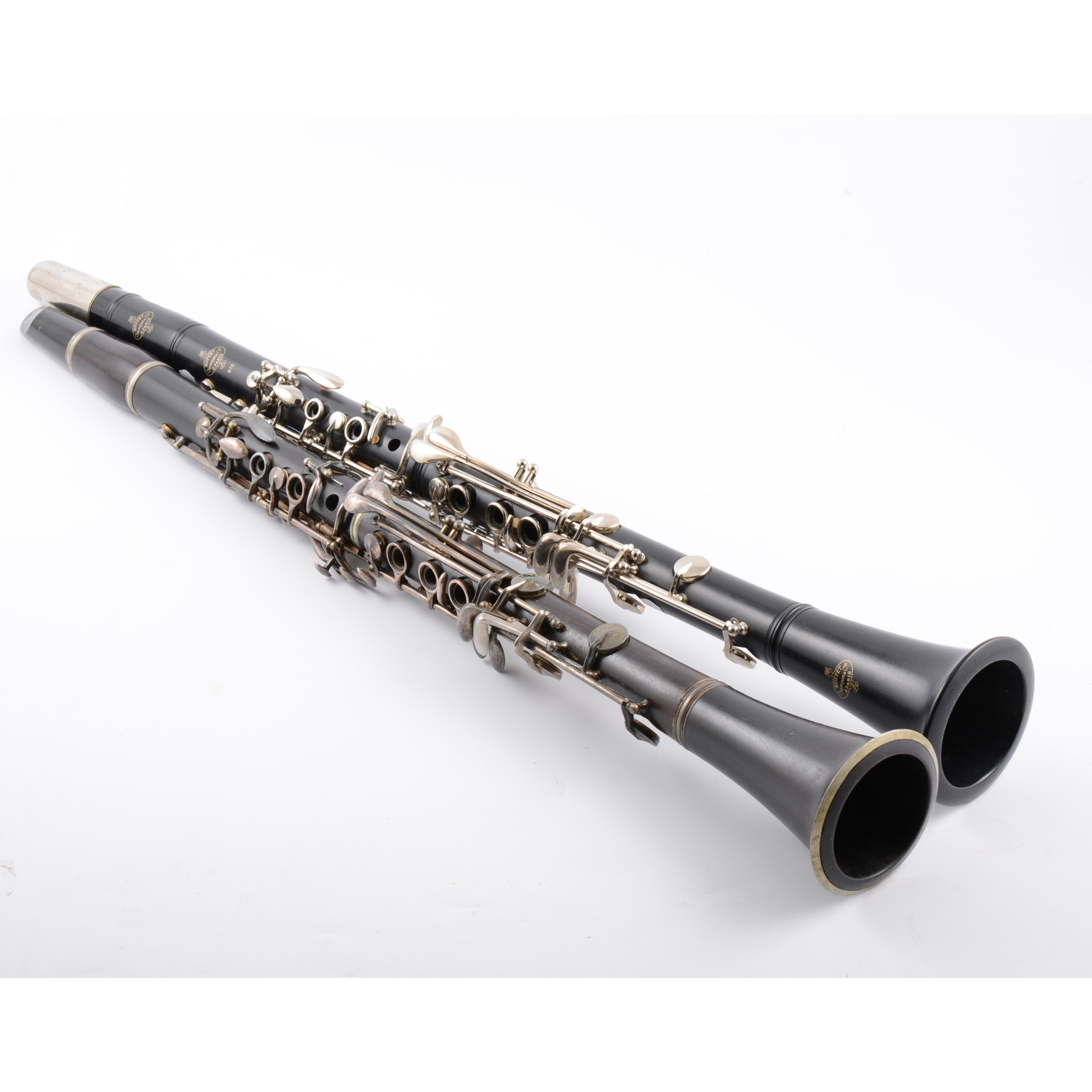 Two clarinets - A Buffet Crampon & Cie of Paris black clarinet with ...