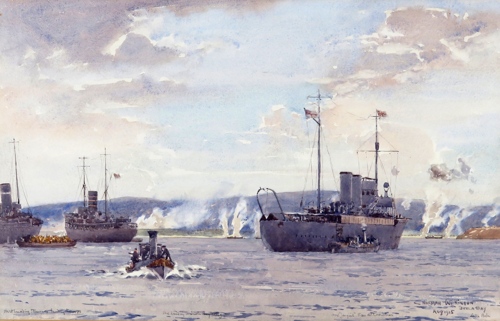 Norman Wilkinson (1878-1971) The landing in Suvla Bay, Gallipoli, 7 ...