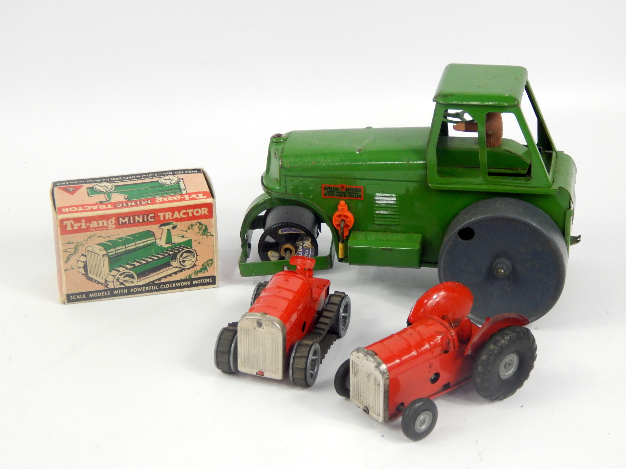 Three Triang Minic toys, comprising an Aveling Barford diesel road ...
