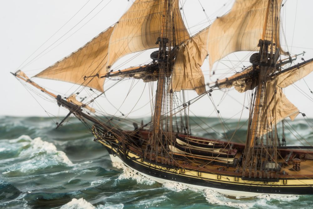 An exceptional 16' 1" scale model of the US brig 'Lexington' (1775 ...