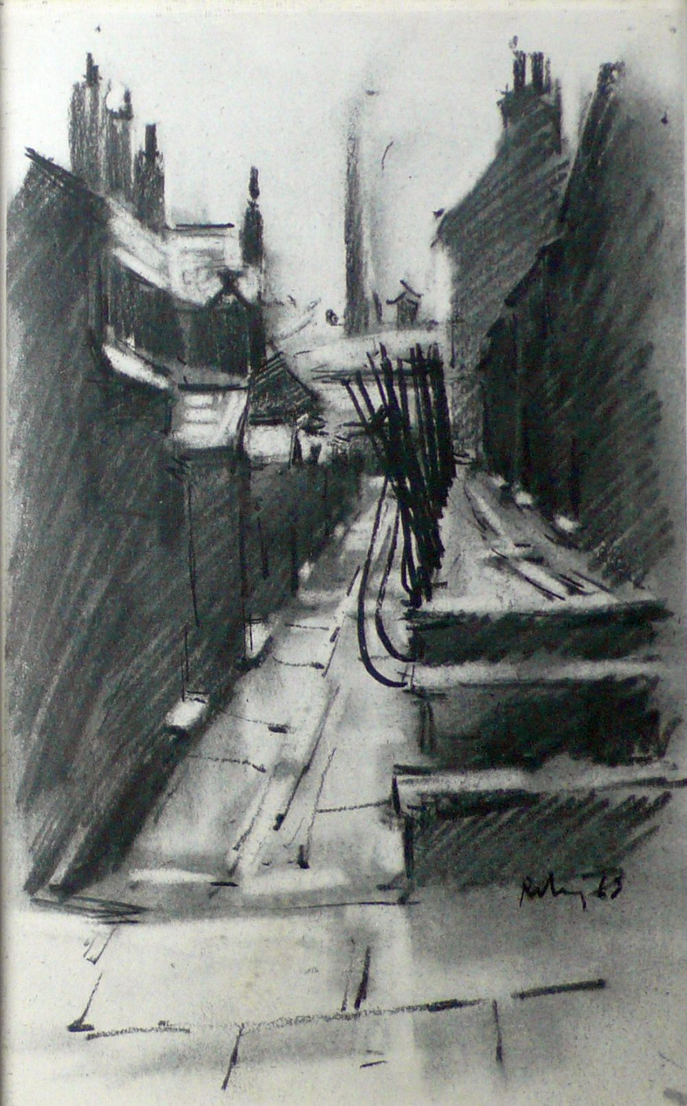 •HAROLD RILEY (b.1934) ARTIST SIGNED PRINT OF A CHARCOAL DRAWING 'Back ...