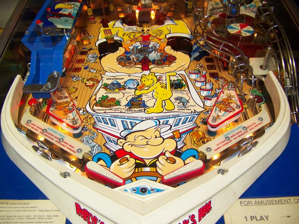 POPEYE SAVES THE EARTH PINBALL MACHINE BALLY Item is in used condition ...