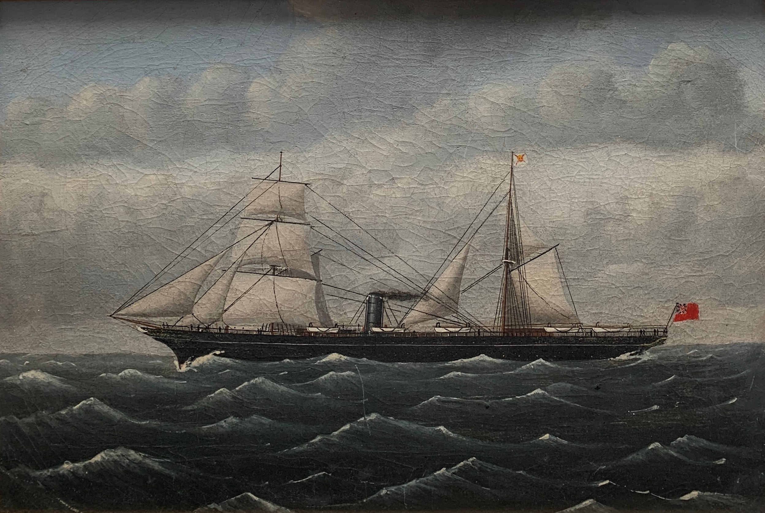 A Pair of Late 19th Century Ship Portraits depicting the steam assisted ...