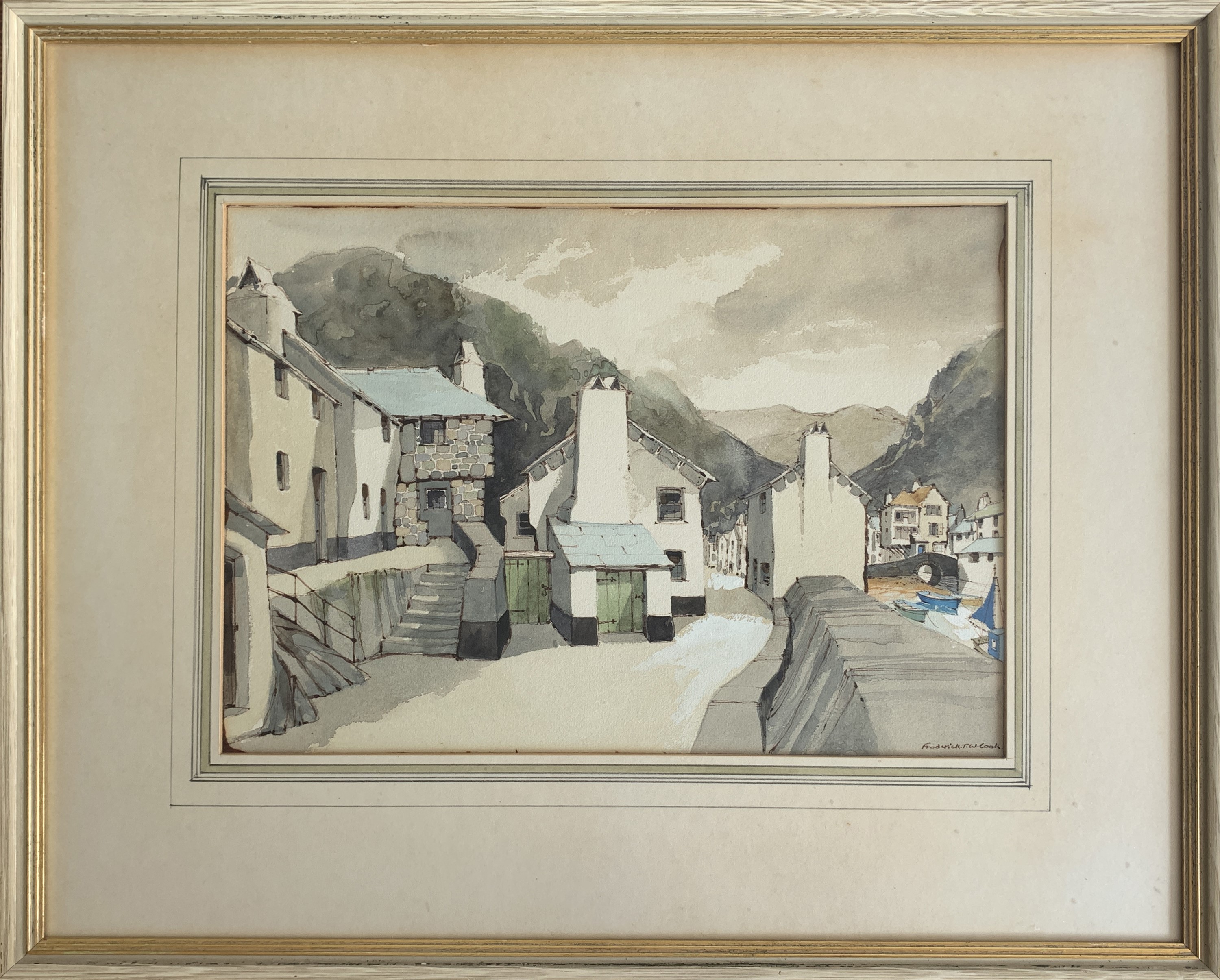 Frederick T.W. COOK (1907-1982) Quay Side Cottages Watercolour on paper ...