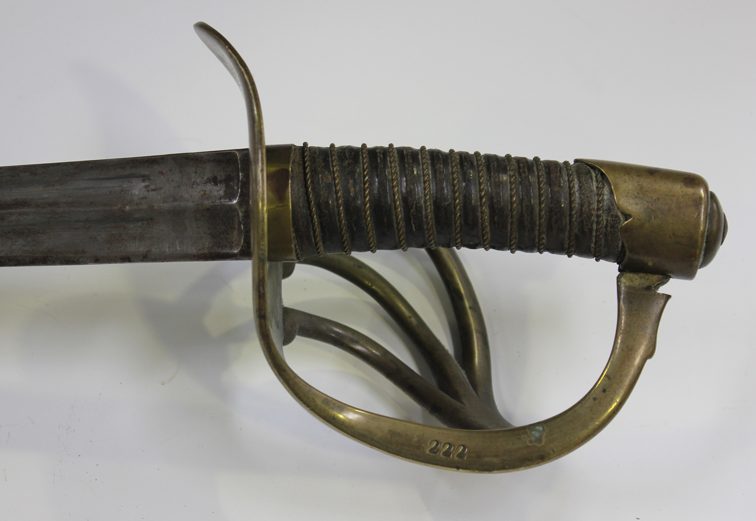 A French An XI model cuirassier's sword with straight single edged ...