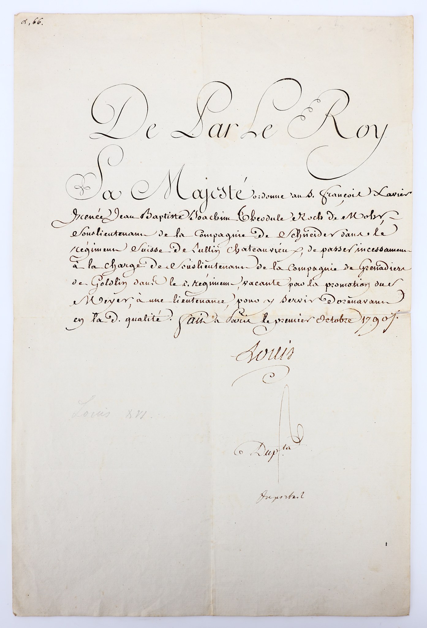 [Louis XVI, King of France] A letter in French signed "Louis", and ...