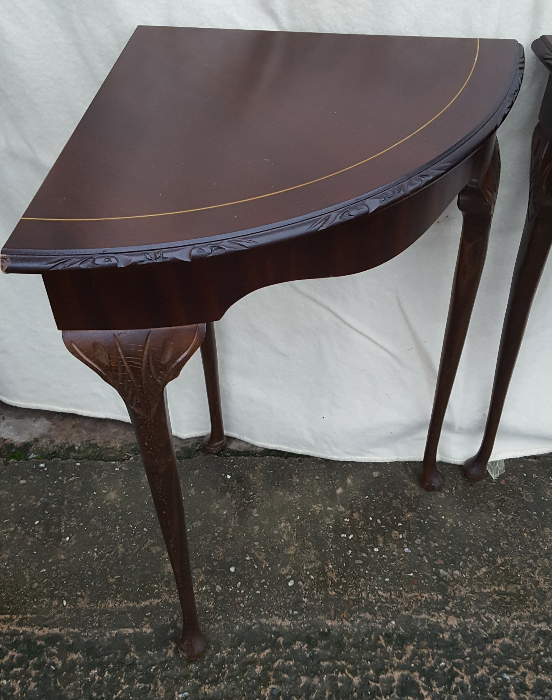 Vintage 2 x Wooden Corner Tables. Each tables measures 48cm by 48cm by ...