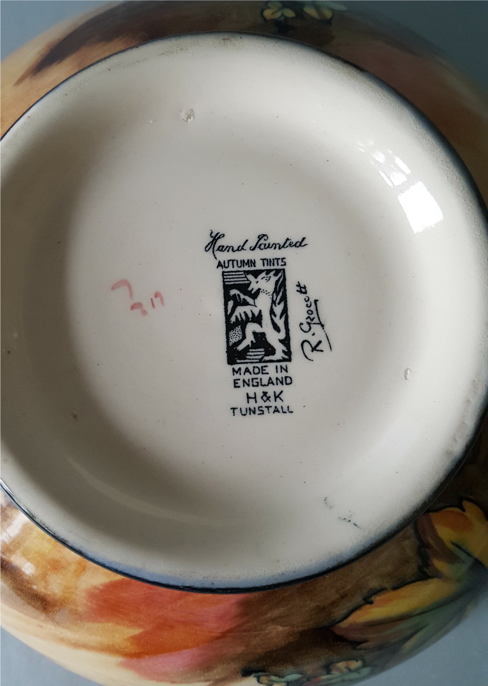 Vintage Retro H & K Tunstall Pottery Bowl Autumn Tints Hand Painted ...