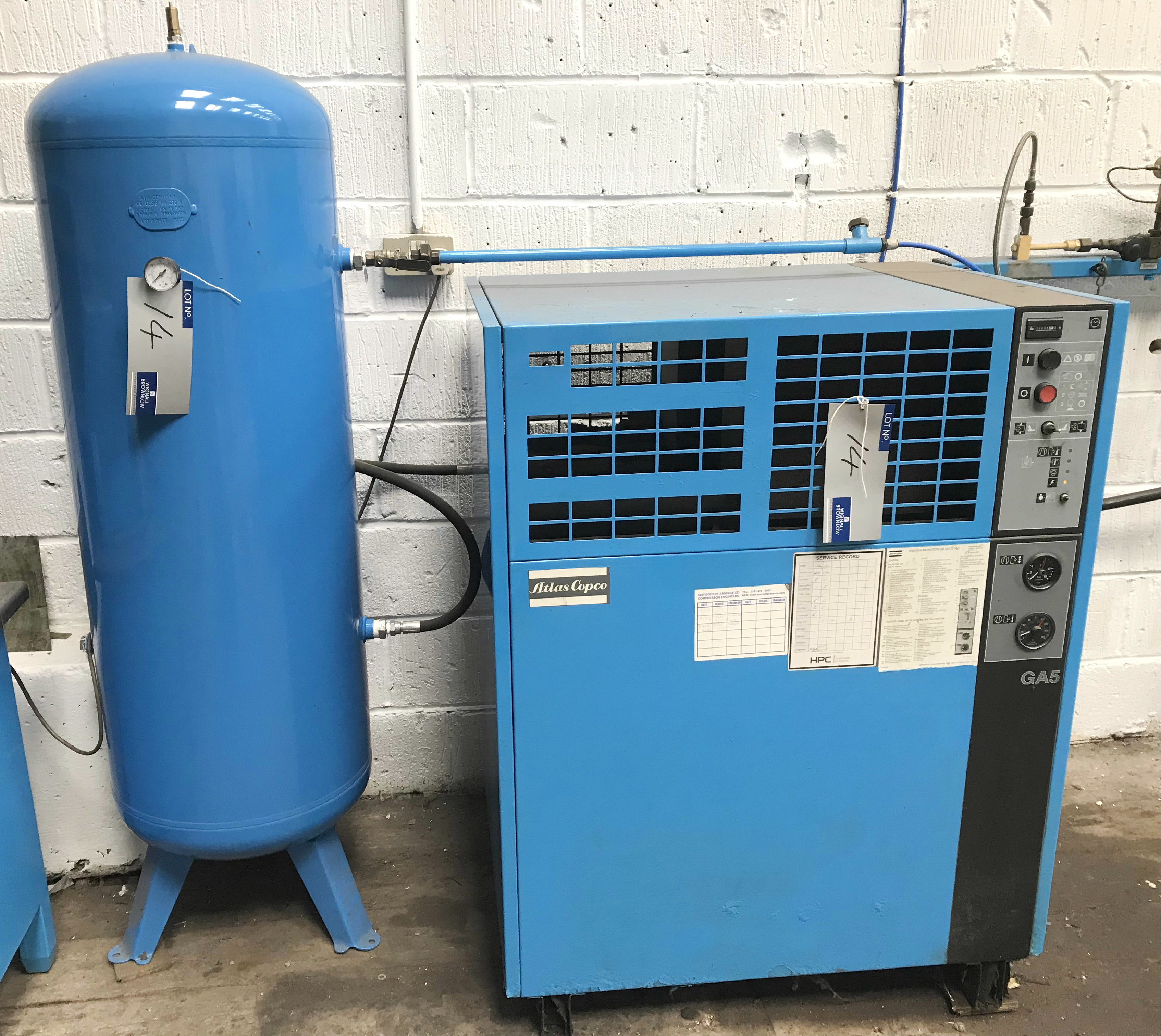 An Atlas Copco GA5 Packaged Air Compressor with 270 lt Vertical Air ...