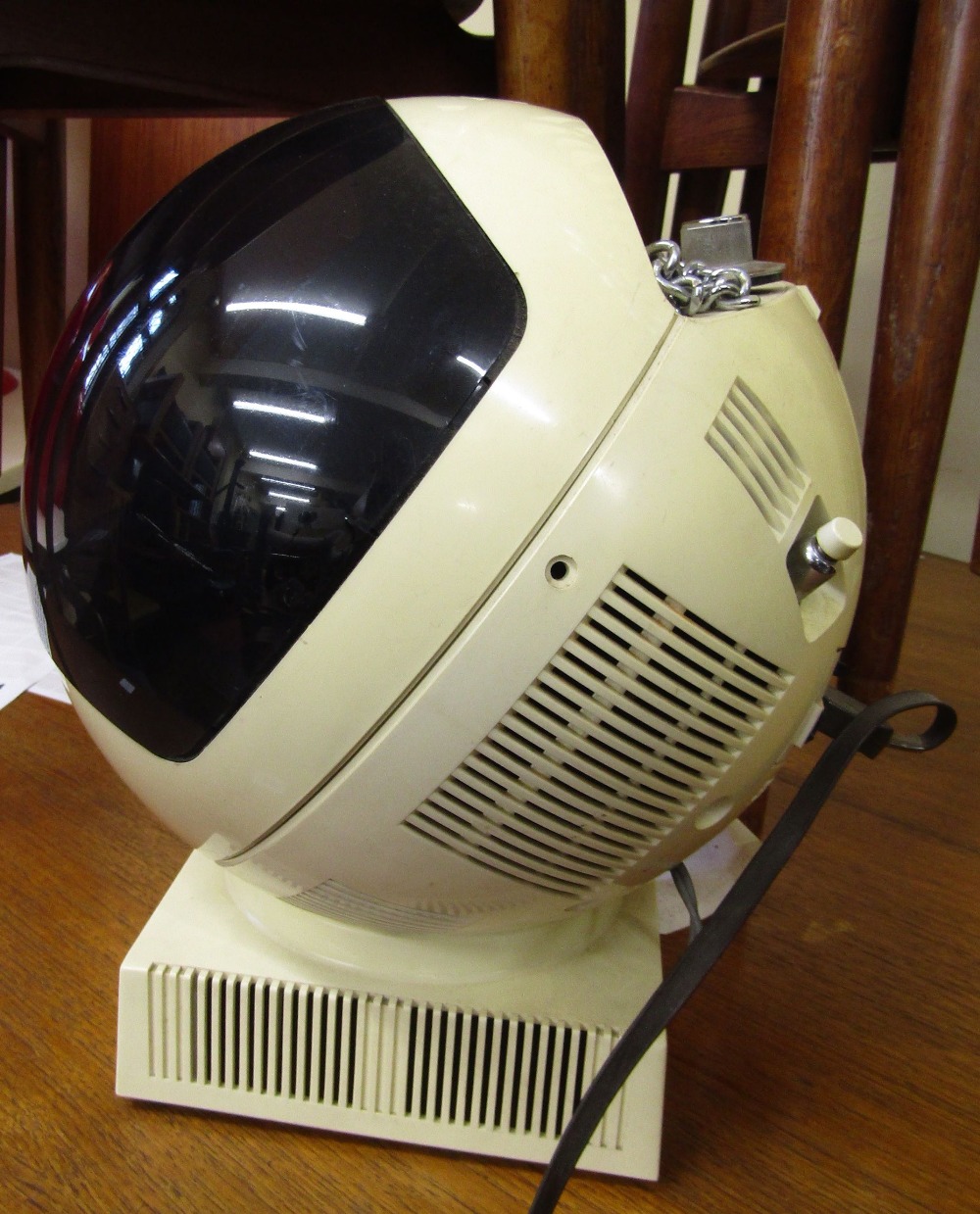 JVC Videosphere television set, in the form of a space helmet, 35cms high