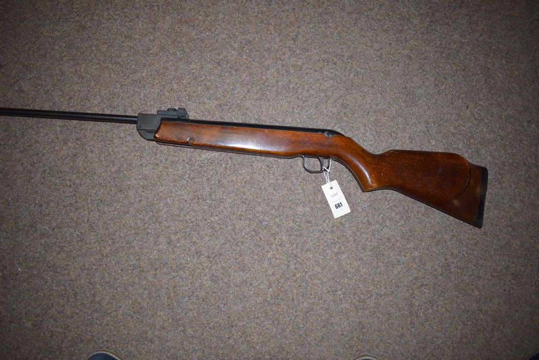 A Webley Hawk Mk. III, .22 Air Rifle, with stained stock.