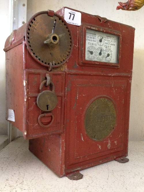An early 20th century pre-paid gas meter by Willey & Co. Ltd., London ...