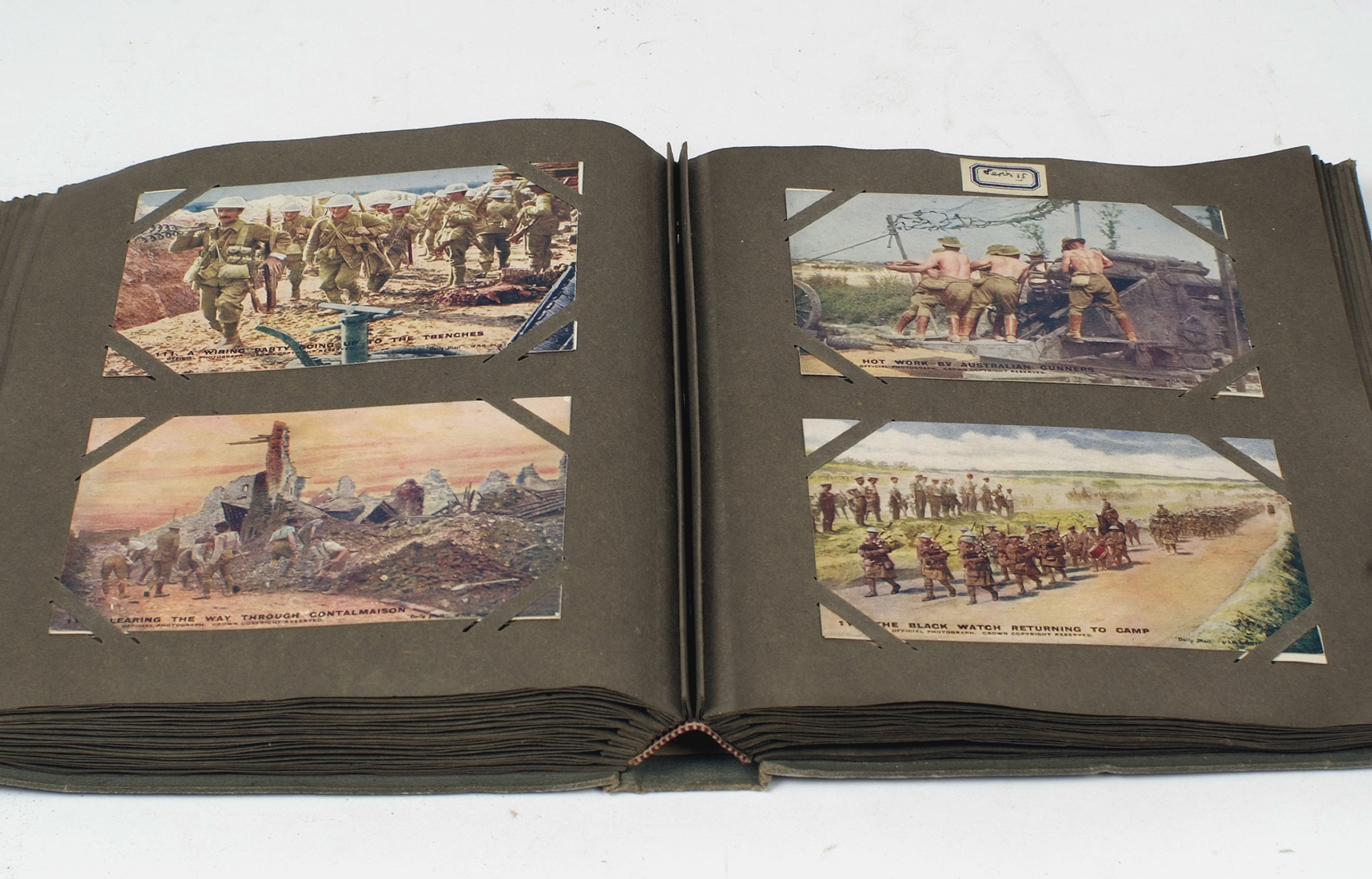 Album of Daily Mail Official War Postcards (WWI) Series 1-18. Also a selection of WWI "Bystander"