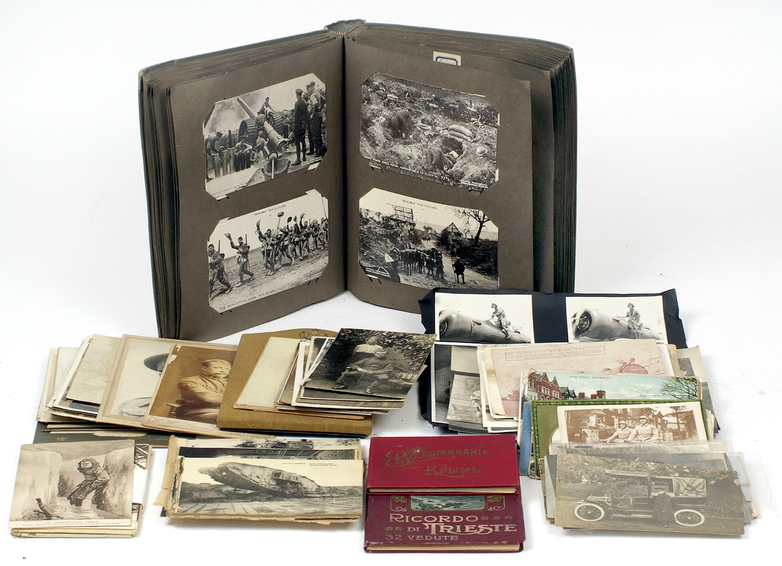 Album of Daily Mail Official War Postcards (WWI) Series 1-18. Also a selection of WWI "Bystander"