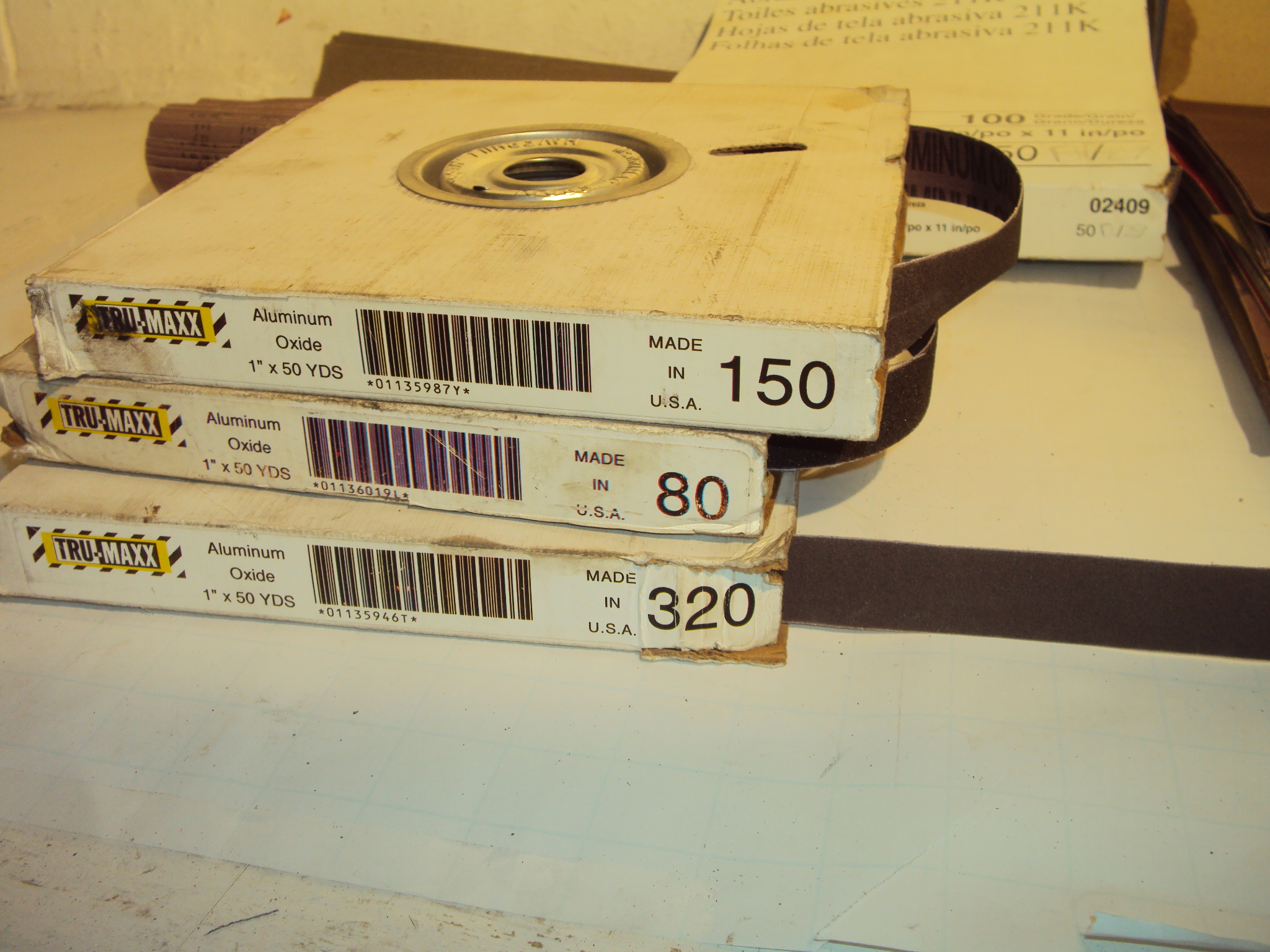 Lot-Crocus Cloth, 3M 100 Grit A/O Sheets & 1" Wide 80,150 & 320 Grit A ...