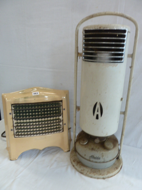 Vintage belling enamelled electric heater and parafin greenhouse heater (2)