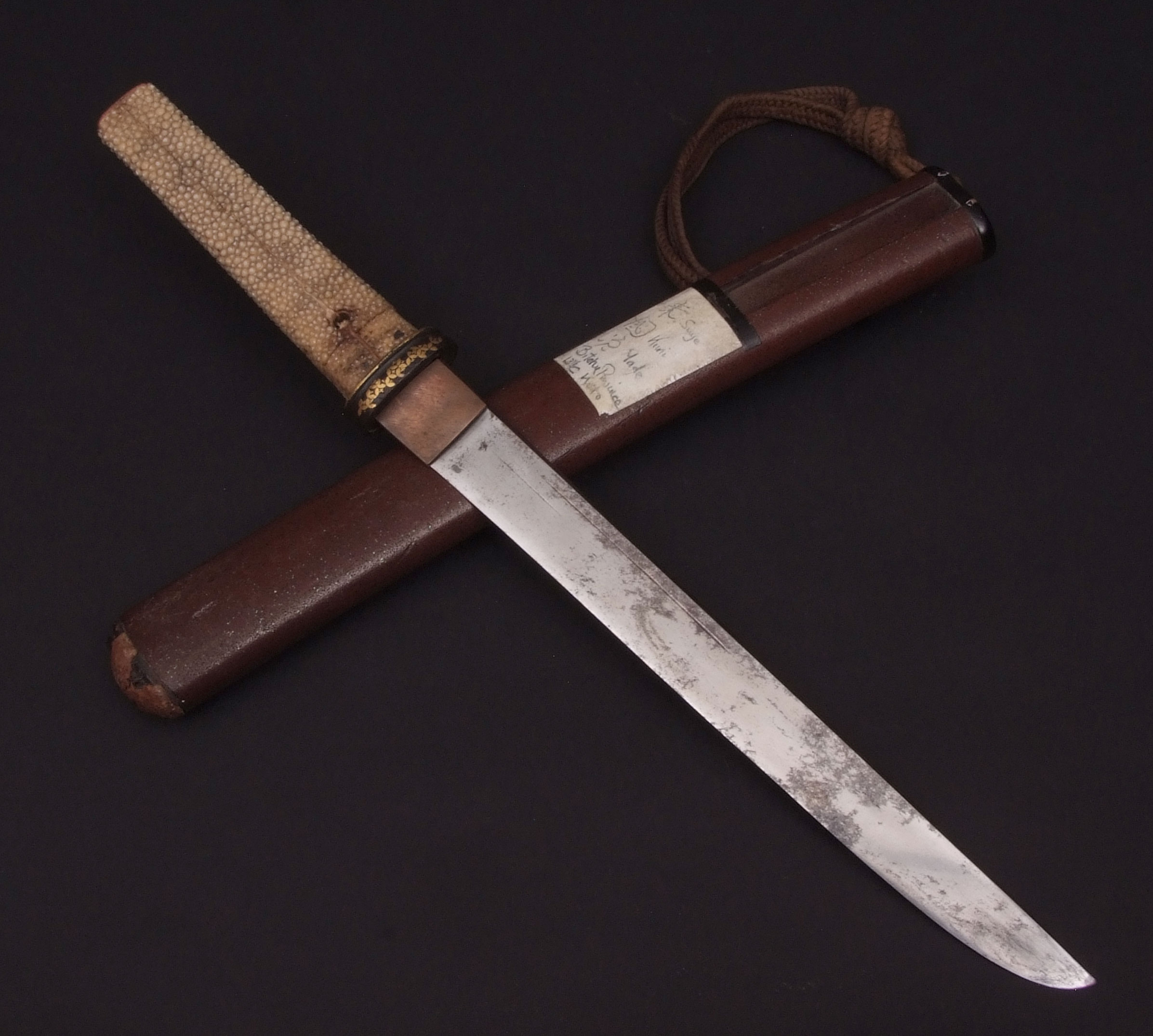 Japanese Samurai Tanto dagger, the 9 3/4 ins blade with unshortened ...