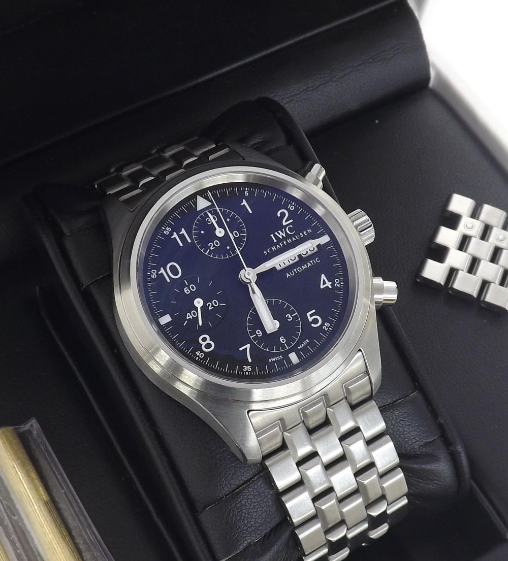 International Watch Co. (IWC) Schaffhausen Fliegeruhr Chronograph automatic stainless steel gentl