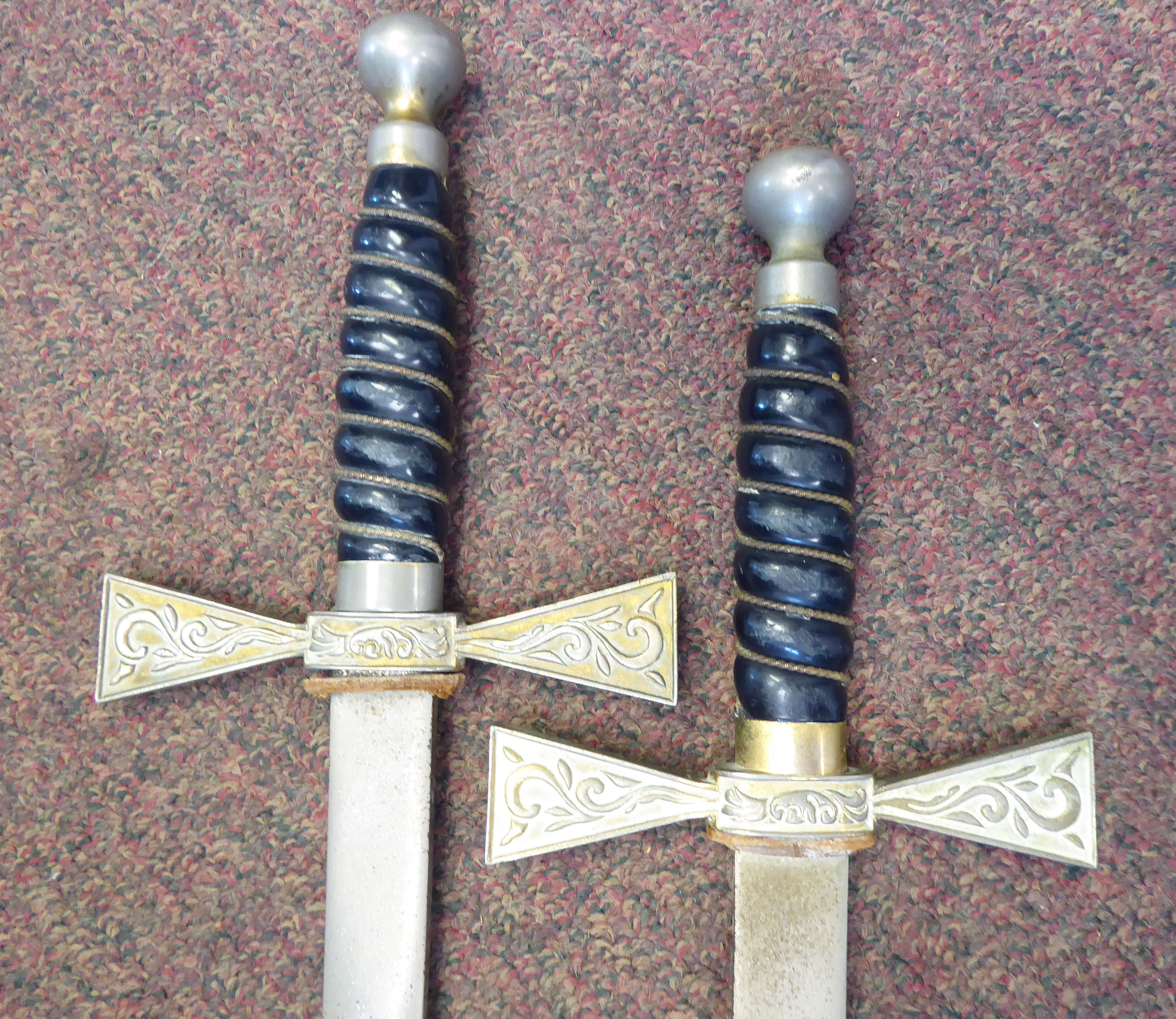 A pair of 20thC Wilkinson dress swords with wire bound handgrips and ...