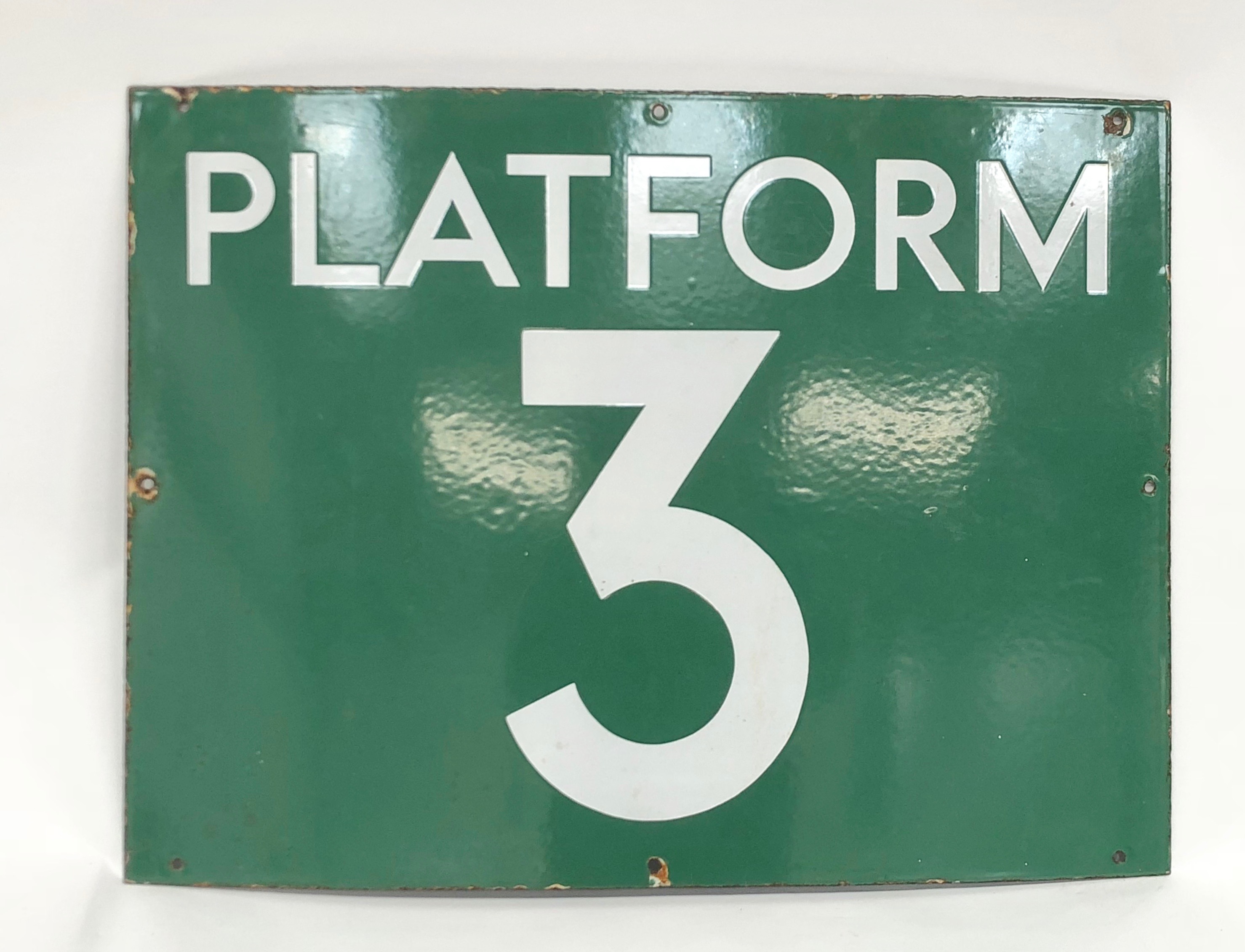 Southern Railway “Platform 3” Station / Platform Green & White Enamel ...