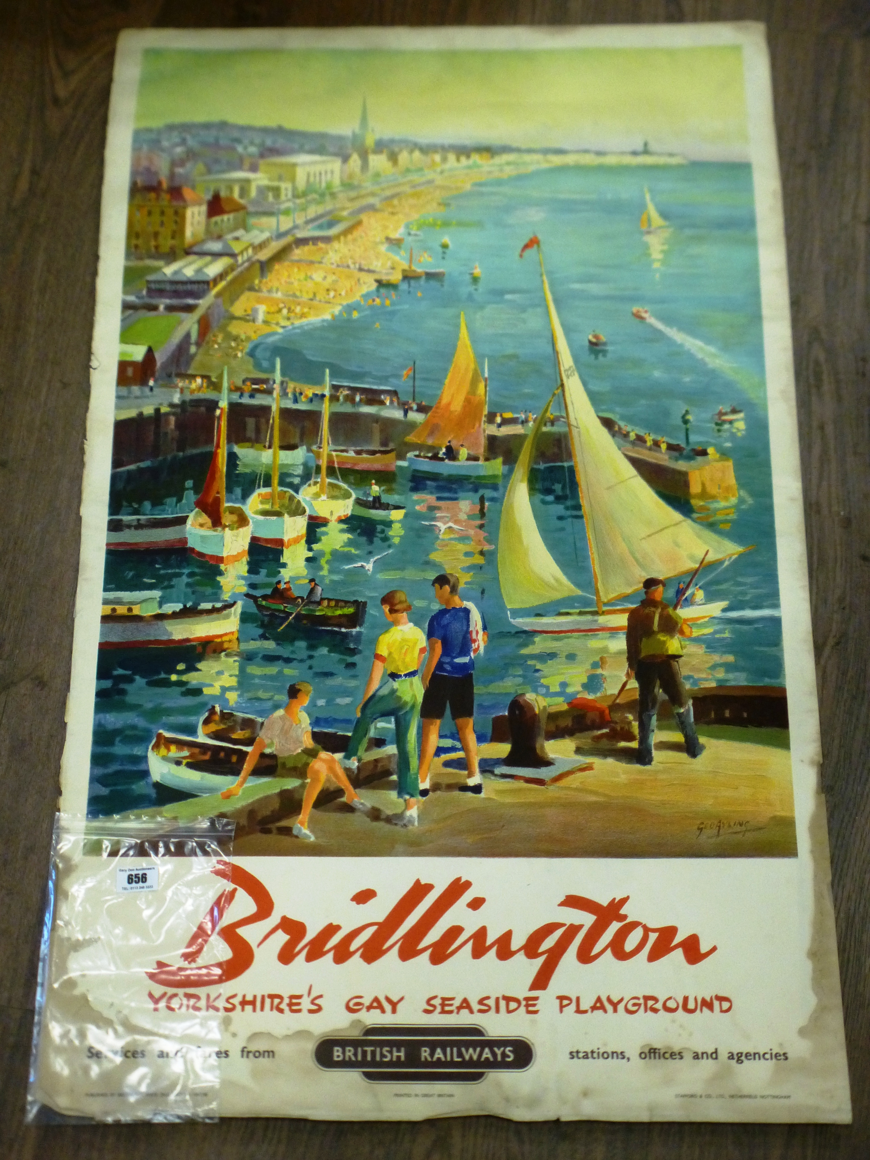 BRITISH RAILWAYS BRIDLINGTON TRAVEL POSTER 40" X 24.75"