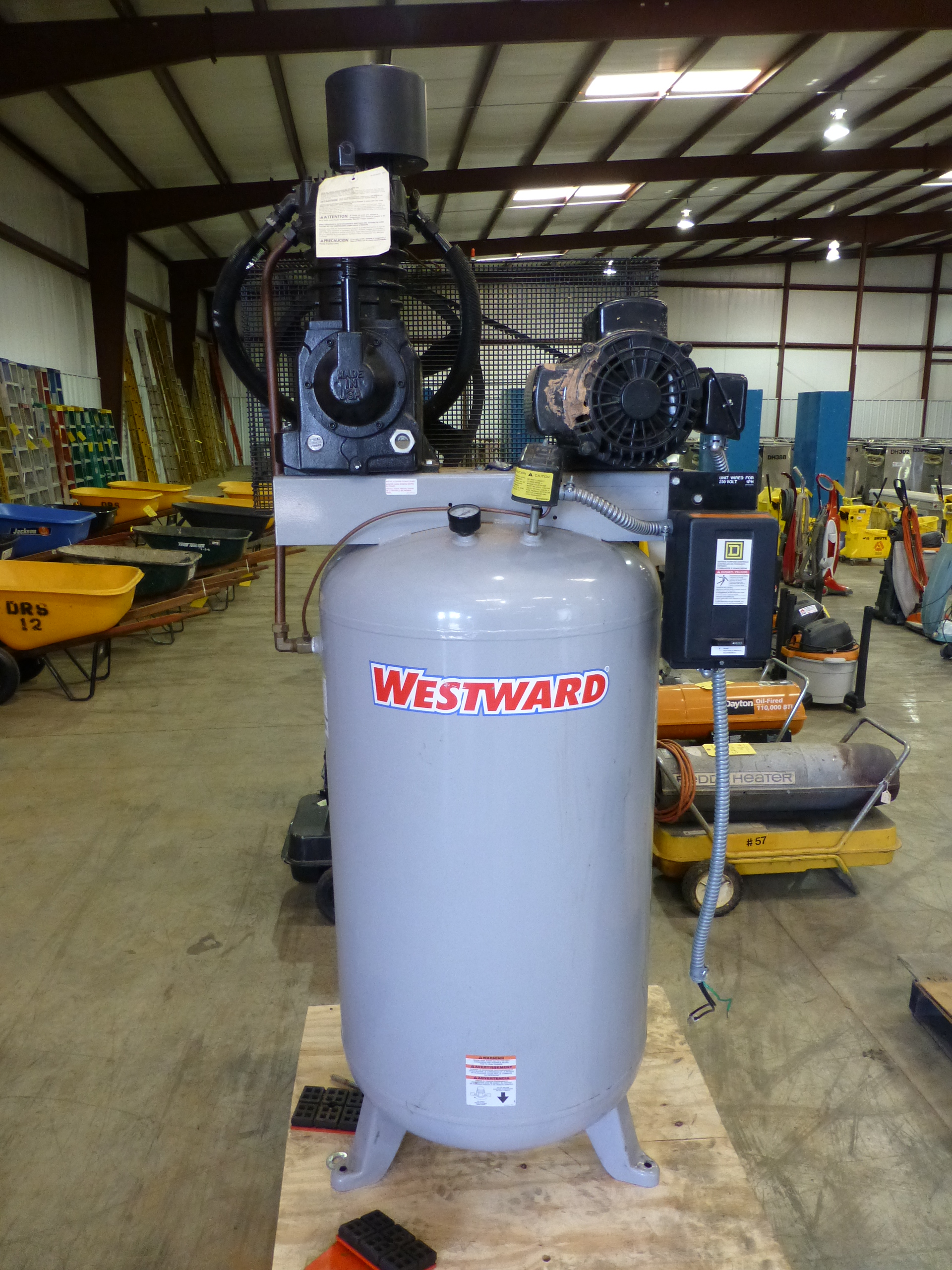 Westward Vertical Tank-Mounted Air Compressor|Model No. 5Z639B; Serial ...