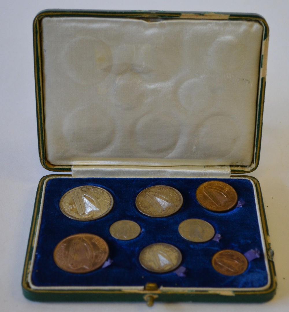 A 1928 Irish Free State proof set of 8 coins, from half-crown down to farthing, in original fitte