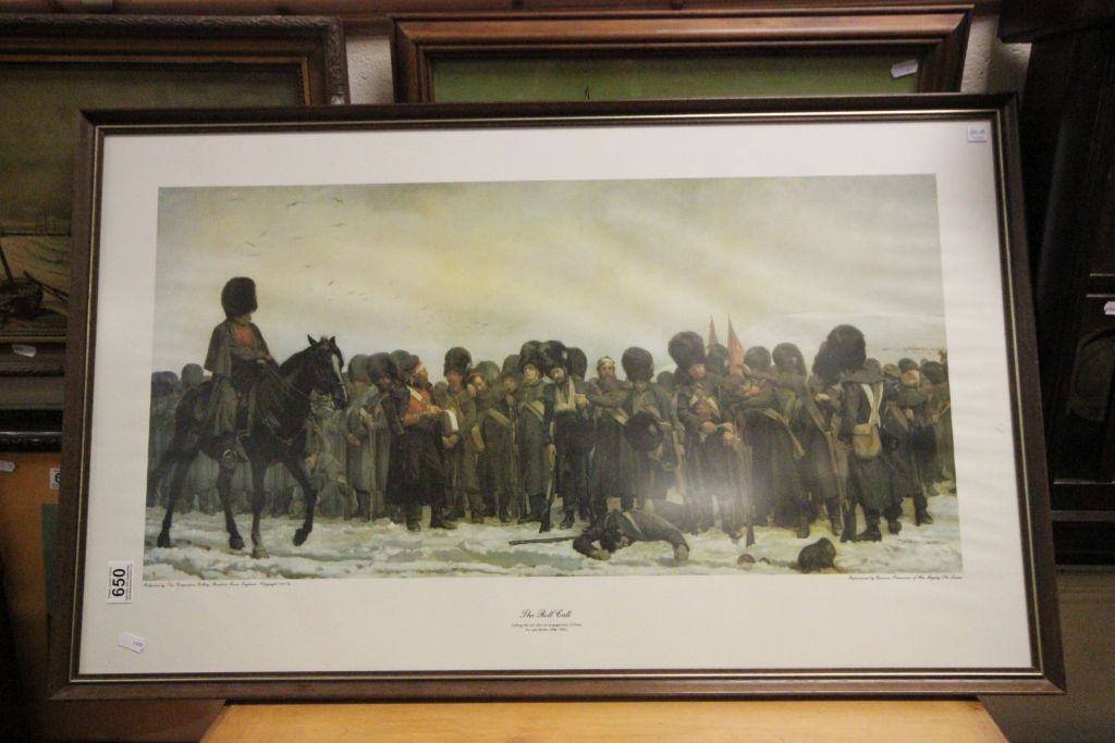 Framed and Glazed Lady Elizabeth Butler Military Print ' The Roll Call